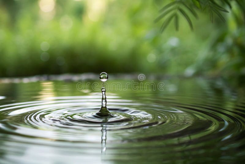 Water Drop Creates Ripples in Still Water Stock Illustration ...