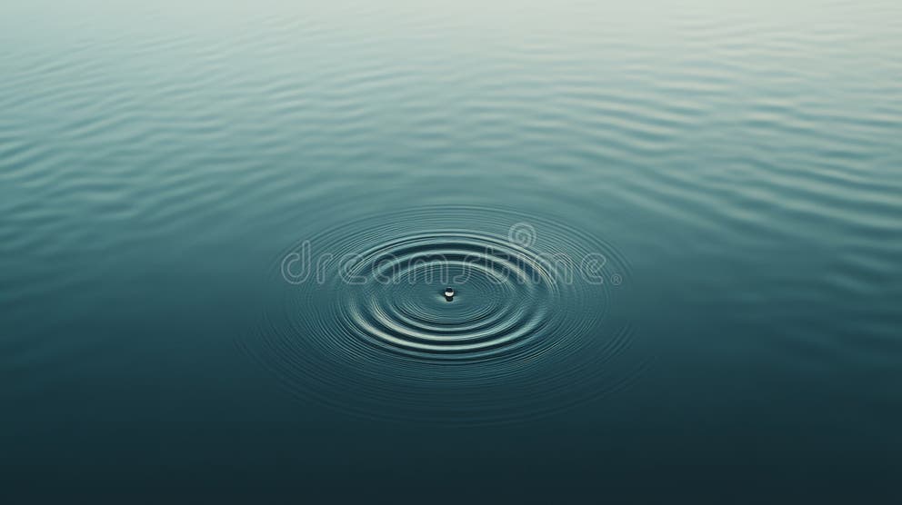 Water Drop Creating Concentric Ripples on Calm Lake Surface Stock Image ...
