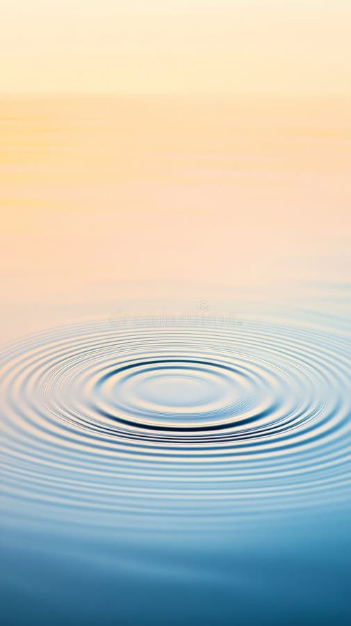 Water Drop Creating Concentric Ripples on a Calm Surface at Sunset ...