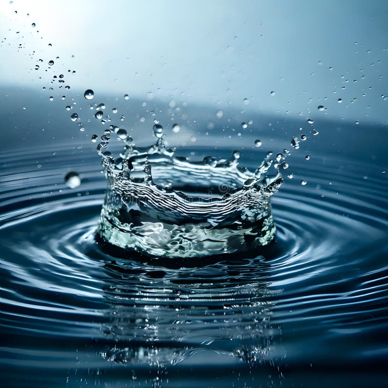 A Water Drop Creating a Crown-shaped Splash in a Pool of Water, with ...