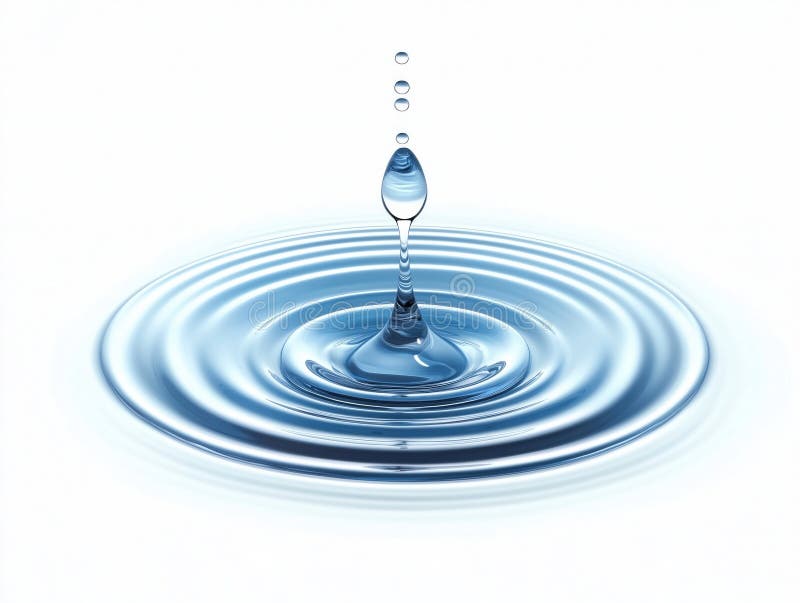 Water Drop Creating Ripple on Water Surface, Isolated on White ...