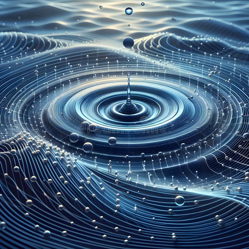 Water Drop Creating Ripples with Digital Network Effect Stock ...