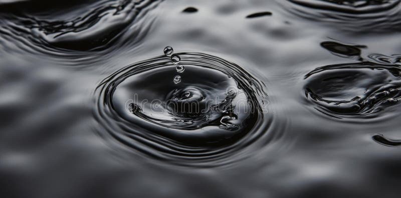 Water Drop Creating Ripples on Liquid Surface with Abstract Concept ...
