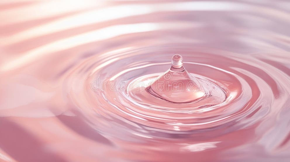 Water Drop Creating Ripples in Pink Liquid Stock Illustration ...