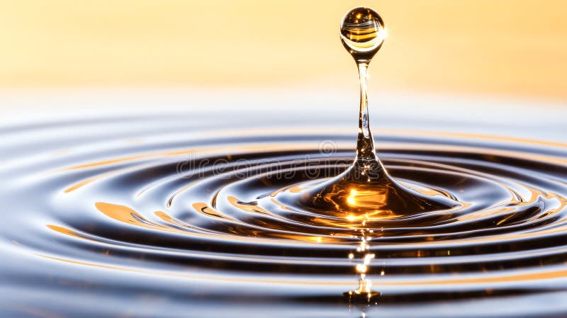 Golden Water Drop Impact stock illustration. Illustration of dynamic ...
