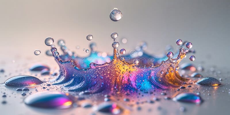 Water Drop Crown Splash Colorful Liquid Macro Nature Scene. Stock Photo ...