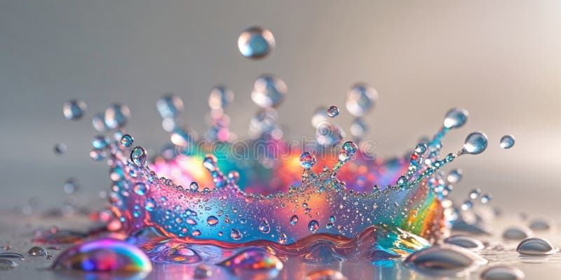 Water Drop Crown Splash Colorful Liquid Macro Nature Scene Stock Photos ...