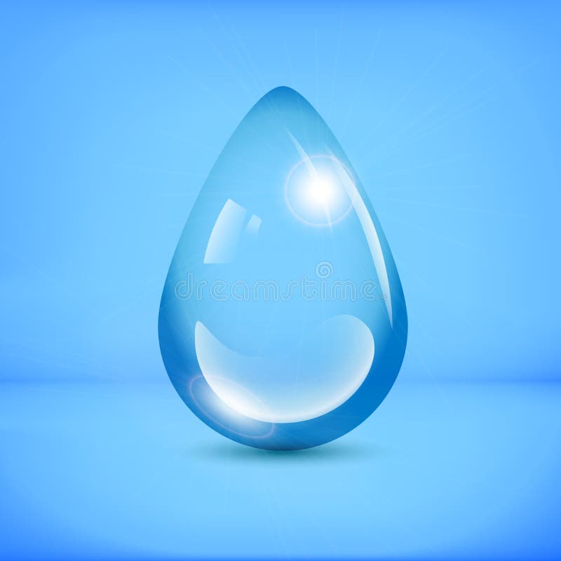 Realistic Blue Water Drop. 3d Icon Droplet Falls. Vector Illustration ...