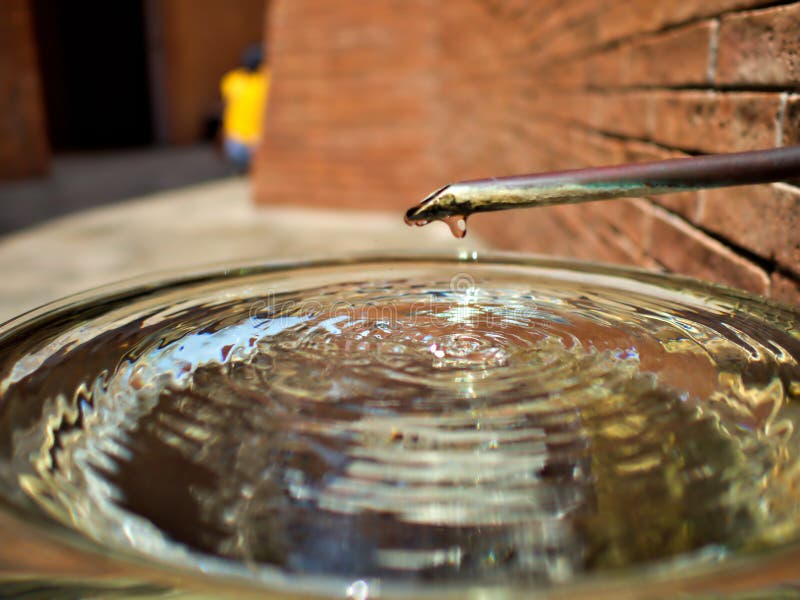 The Water Drop almost Dropping Stock Image - Image of fresh, hygiene ...