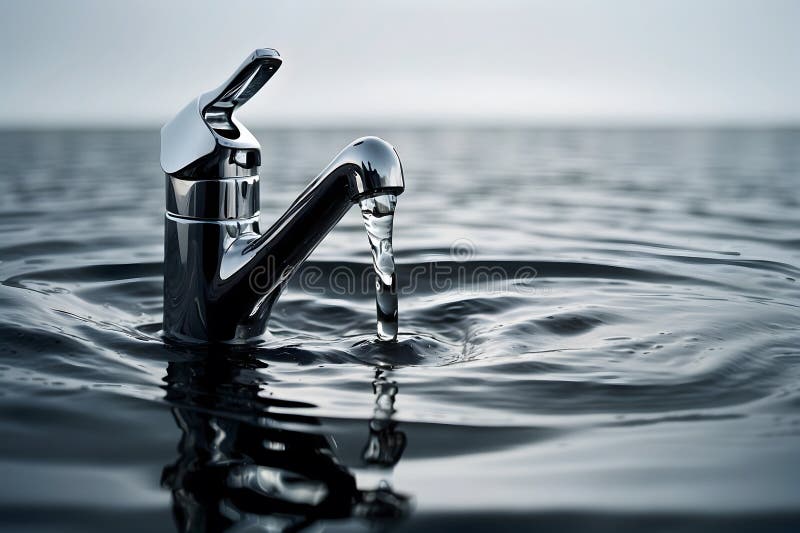 A Water Drop Dropping from a Tap Stock Illustration - Illustration of ...