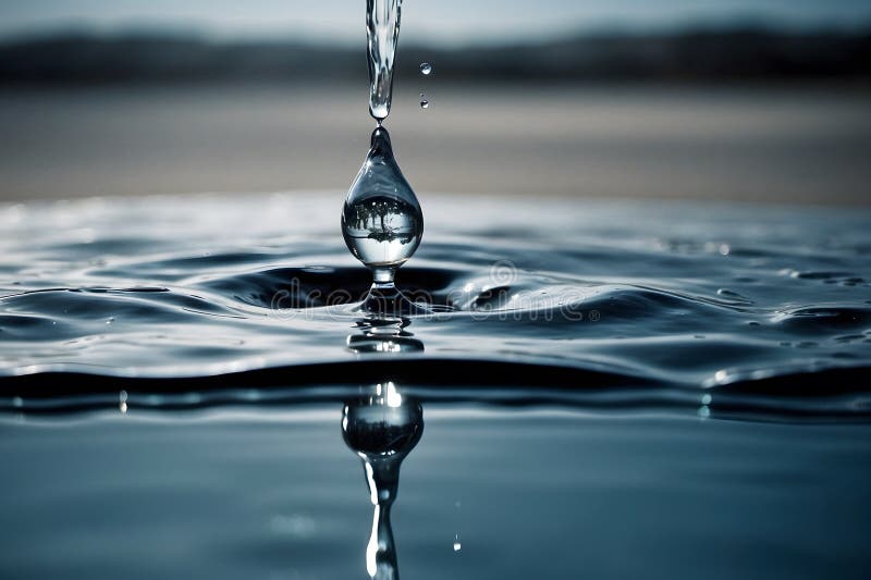 A Water Drop Dropping from a Tap Stock Illustration - Illustration of ...