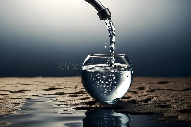A Water Drop Dropping from a Tap Stock Illustration - Illustration of ...