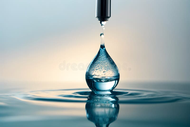 A Water Drop Dropping from a Tap Stock Illustration - Illustration of ...