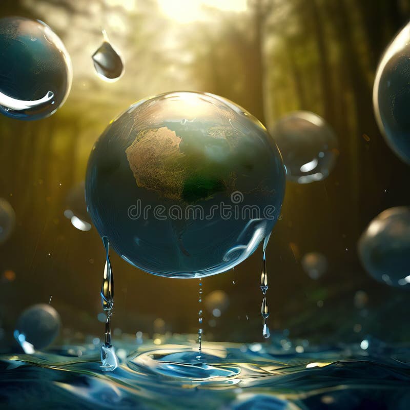 Water Drop with Earth in Deep Forest, World Water Day, Generative AI ...