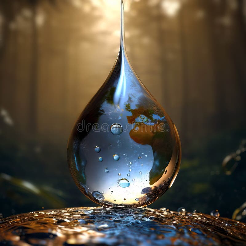 Water Drop with Earth in Deep Forest, World Water Day, Generative AI ...