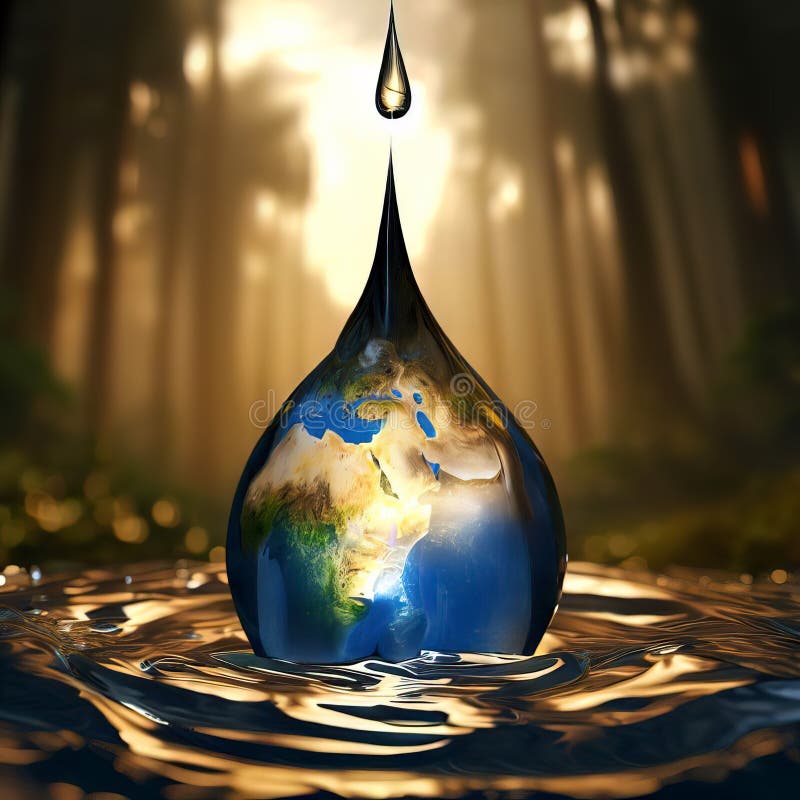 Water Drop with Earth in Deep Forest, World Water Day, Generative AI ...