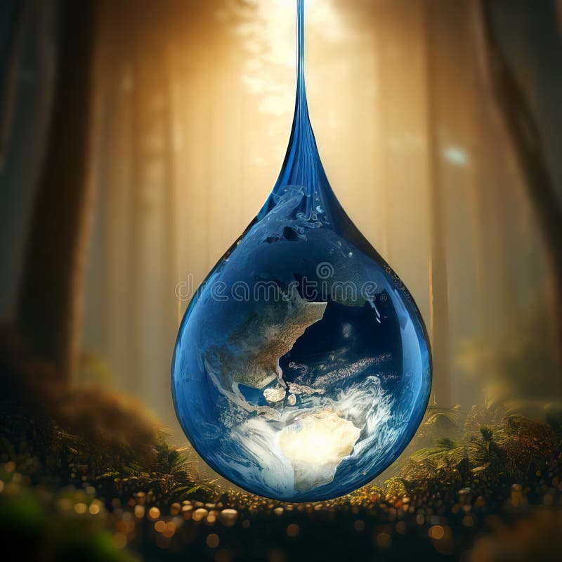 Water Drop with Earth in Deep Forest, World Water Day, Generative AI ...