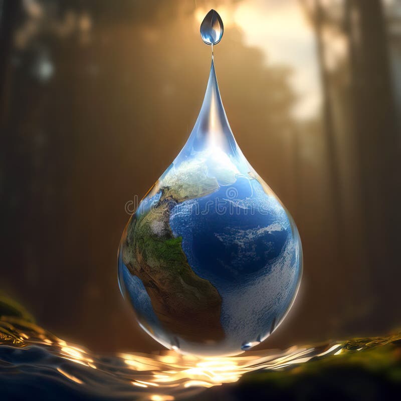 Water Drop with Earth in Deep Forest, World Water Day, Generative AI ...