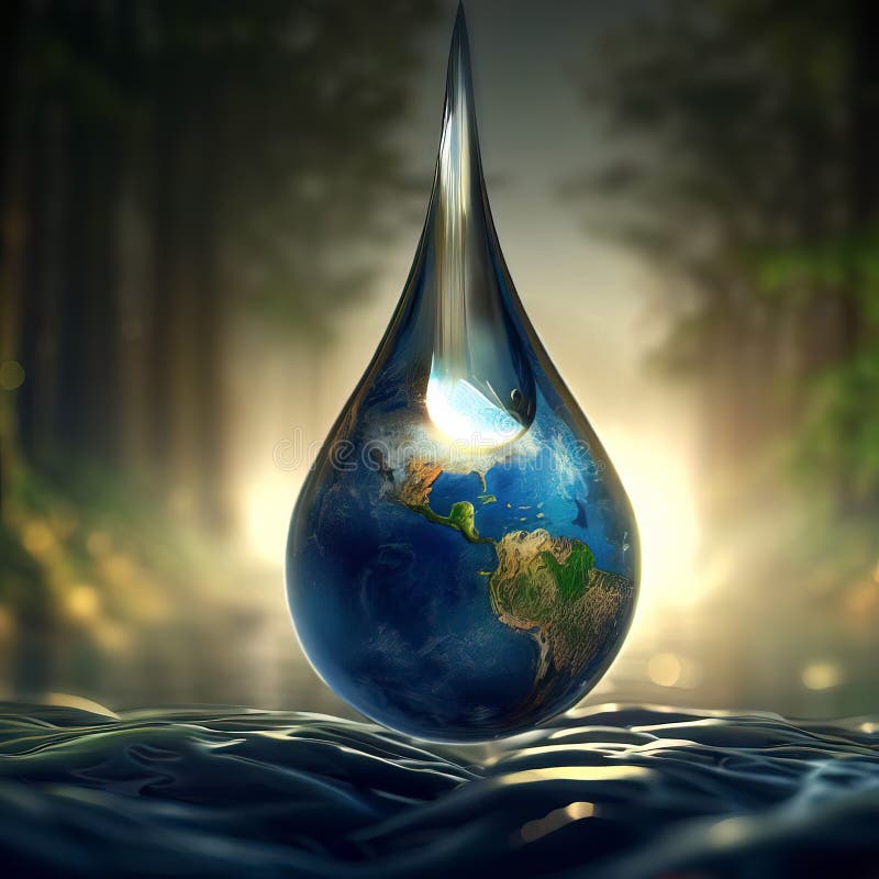 Water Drop with Earth in Deep Forest, World Water Day, Generative AI ...