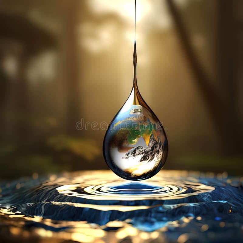 Water Drop with Earth in Deep Forest, World Water Day, Generative AI ...