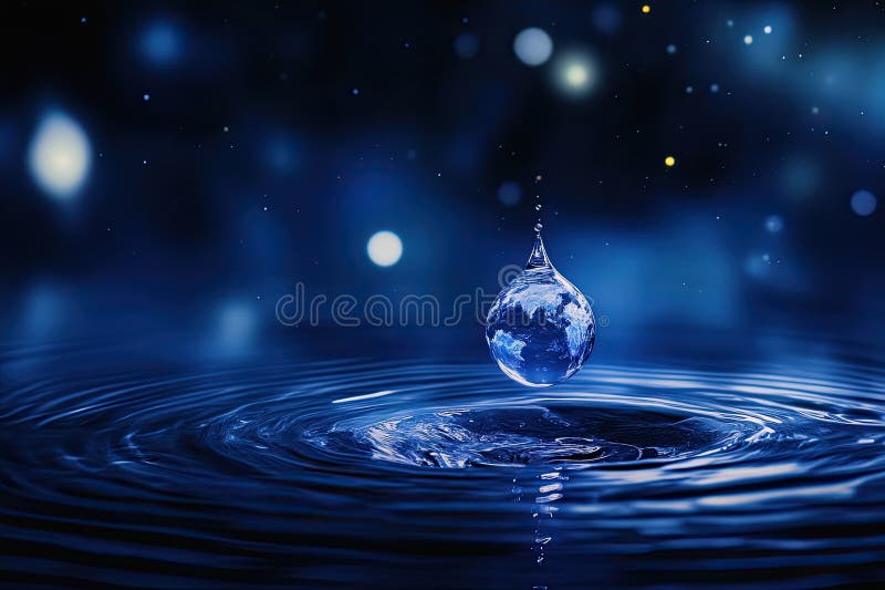 Water Drop Earth Reflection Cosmic Background Stock Illustration ...