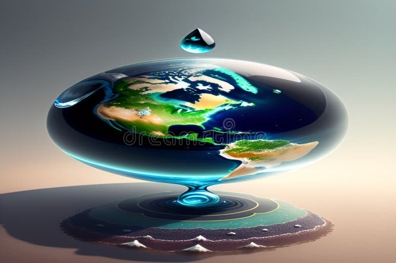 Water Drop in Earth Shape. World Water Day Concept, Generative Ai Stock ...