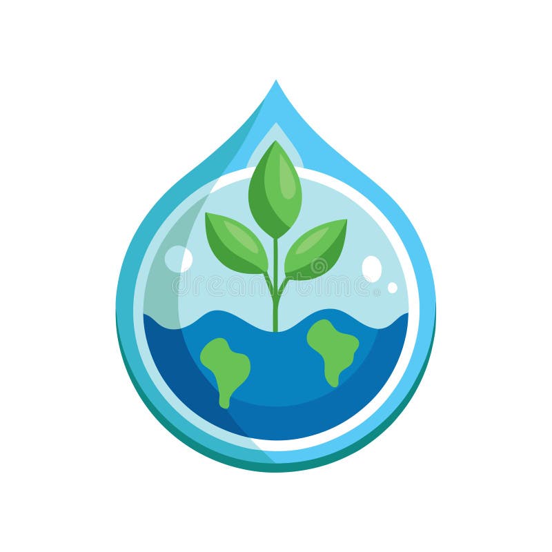Water Drop Earth with Sprout: Environmental Sustainability and ...