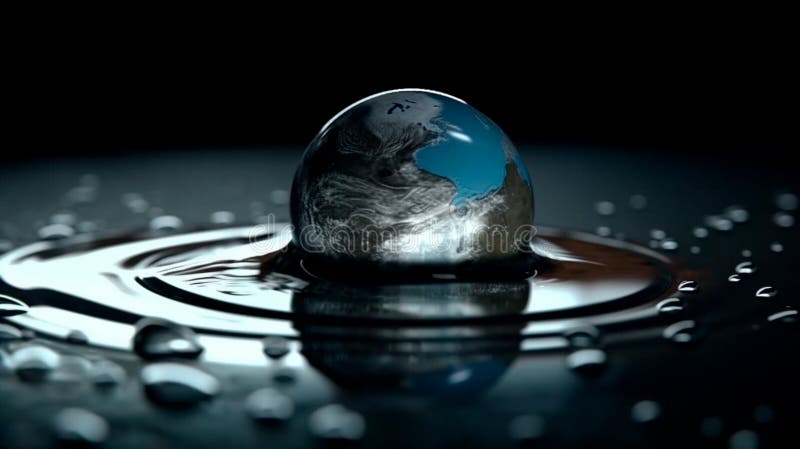 Water Drop with Earth for World Water Day. Generative AI Stock ...