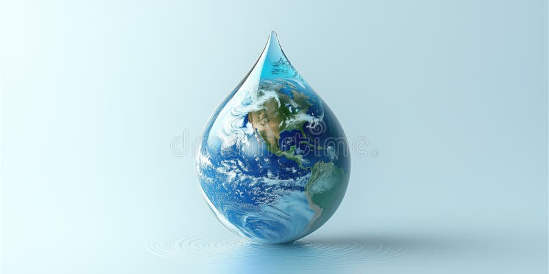 Water Drop Encapsulating Earth Symbolizes Environmental Awareness and ...