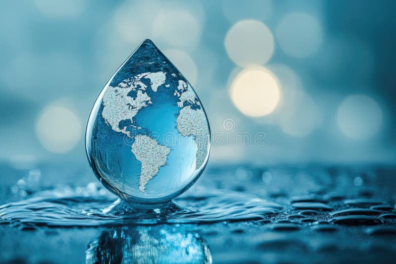 A Water Drop Encapsulating the World Stock Photo - Image of idea, water ...