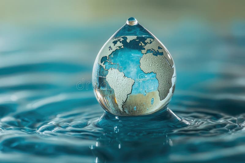 A Water Drop Encapsulating the Worlds Map Stock Photo - Image of life ...