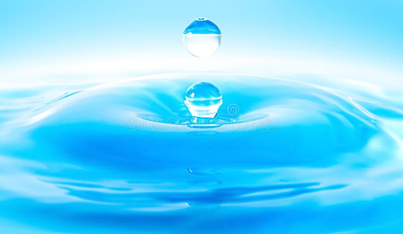 Water Drop Fall Down Closely into the Blue Water Stock Photo - Image of ...