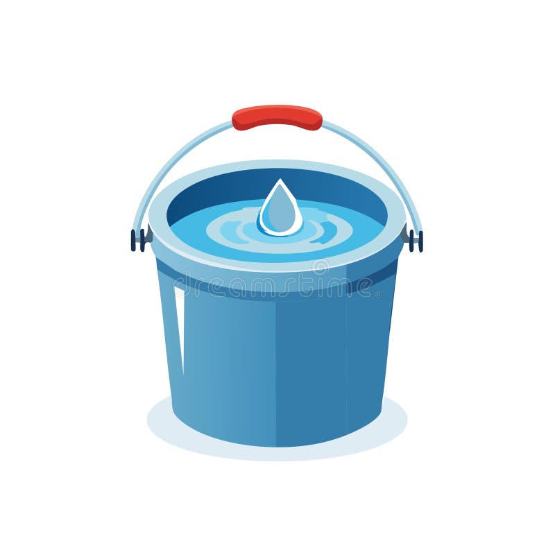 Water Drop Falling into Bucket Vector Illustration Clean Safe Resource Stock Vector ...