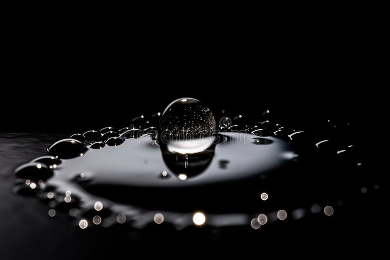 Water Drop Falling Down on Surface. Collagen, Vitamin or Serum Drop ...