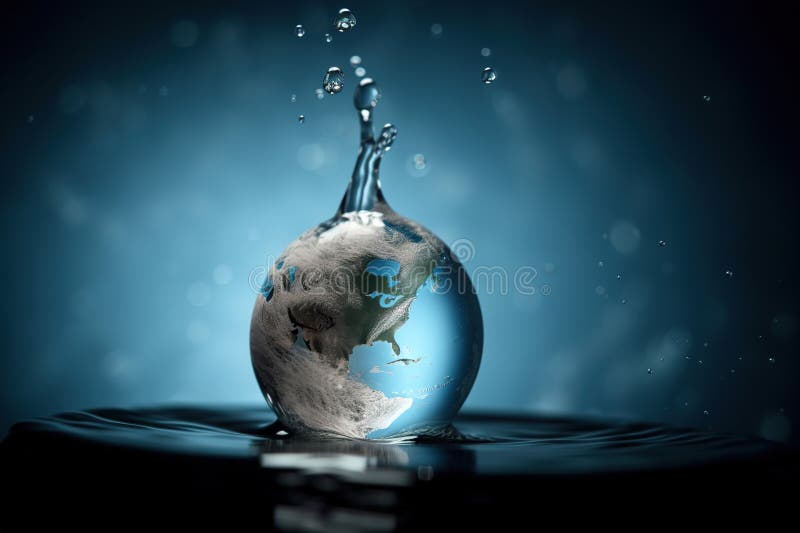 Water Drop Falling on the Earth. World Water Day Concept. Generative AI ...