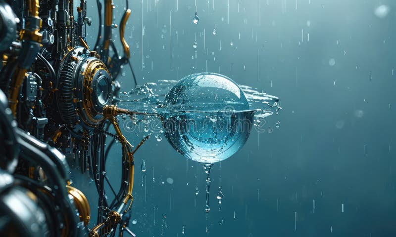 A Water Drop is Falling from a Machine Onto a Glass Object. Stock ...