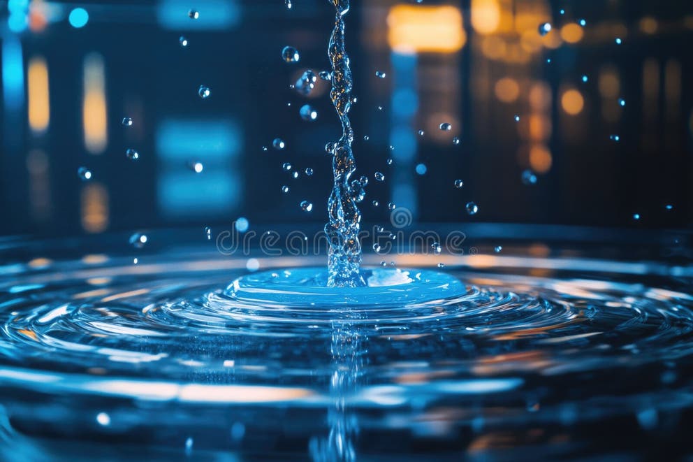 Water Drop Falling into Pool Stock Photo - Image of tension, fluid ...