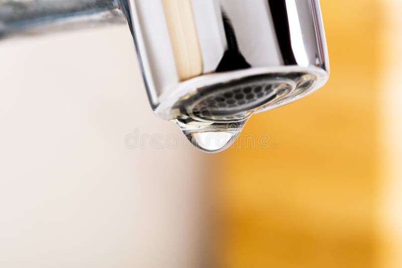Water Drop Falling from the Tap Close-up Stock Image - Image of symbol ...