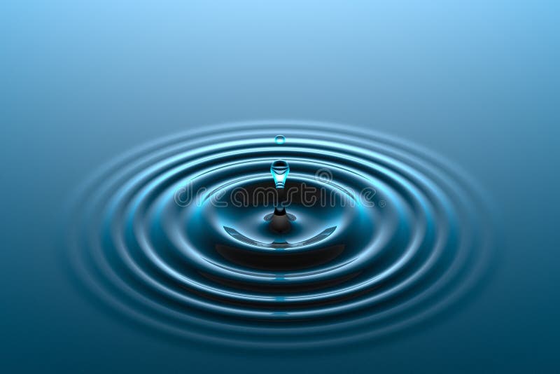 Water Drop Falling on Water Surface, Top View Background Stock ...