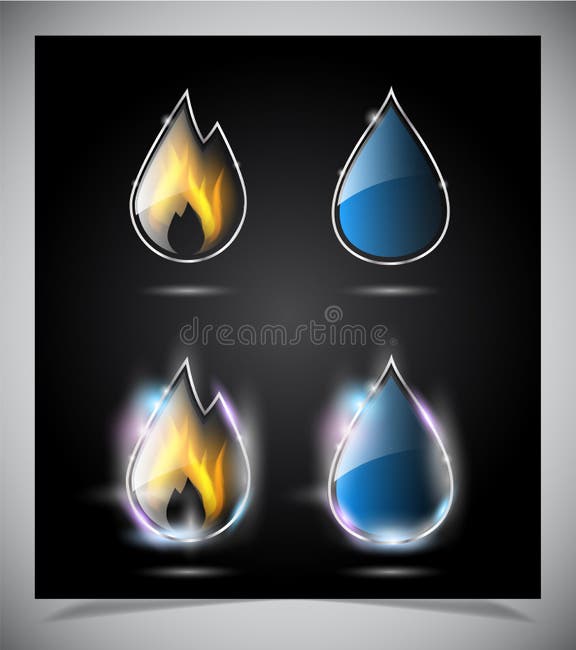 Water drop and fire icons stock vector. Illustration of drop - 28400273