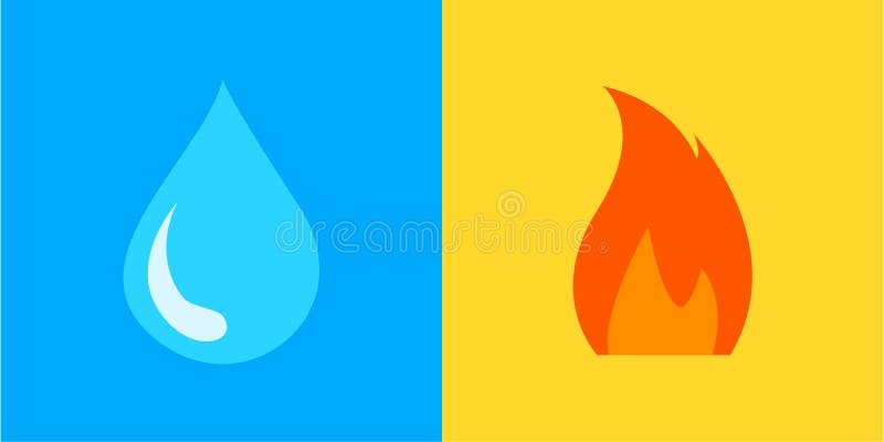 Water Drop and Fire, Vector Eps10 Illustration. Stock Vector ...