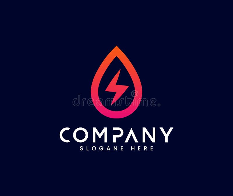 Water Drop Flash Thunderbolt Logo Design Green Energy Vector Stock ...