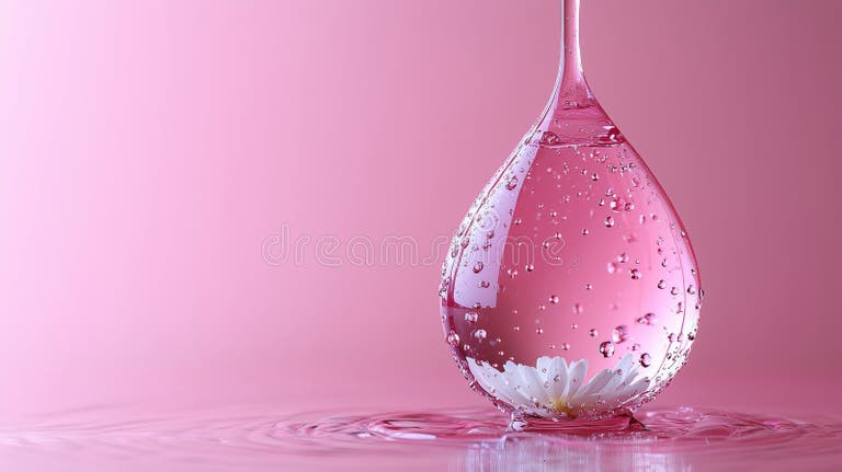 Water Drop with Flower in Pink Background Stock Image - Image of ...