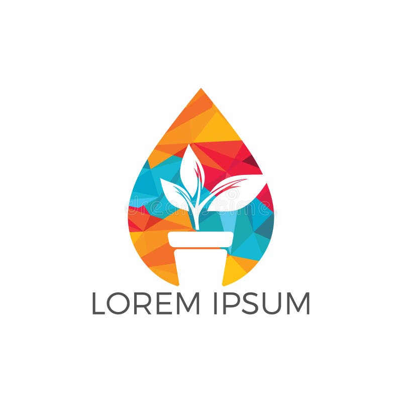 Water Drop and Flower Pot Logo. Stock Vector - Illustration of care ...