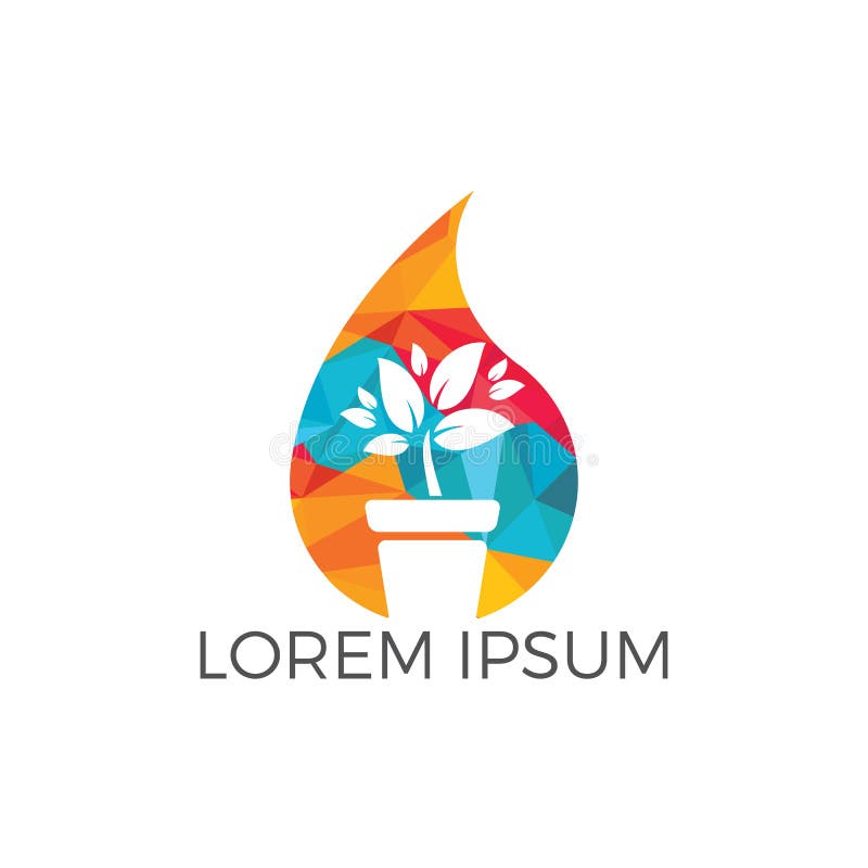 Water Drop and Flower Pot Logo. Stock Vector - Illustration of ...