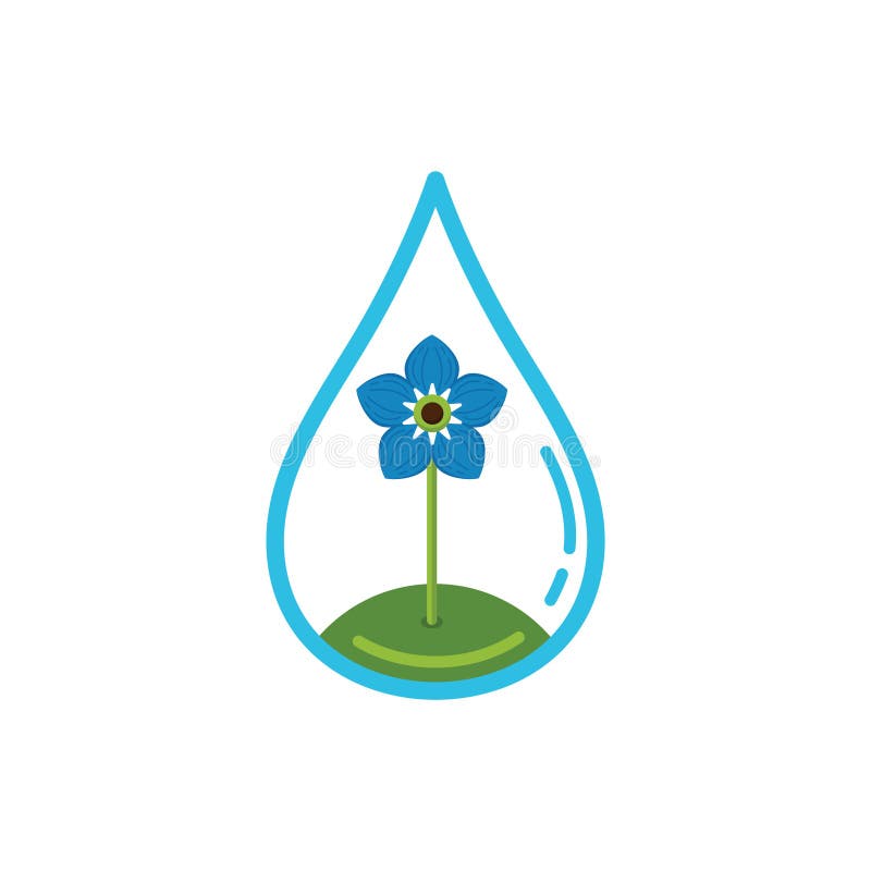 Water Drop with Flower. Vector Illustration Decorative Design Stock ...