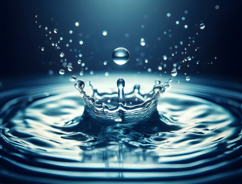 Water Drop Freeze Frame Splash in Rippling Water Stock Image - Image of ...