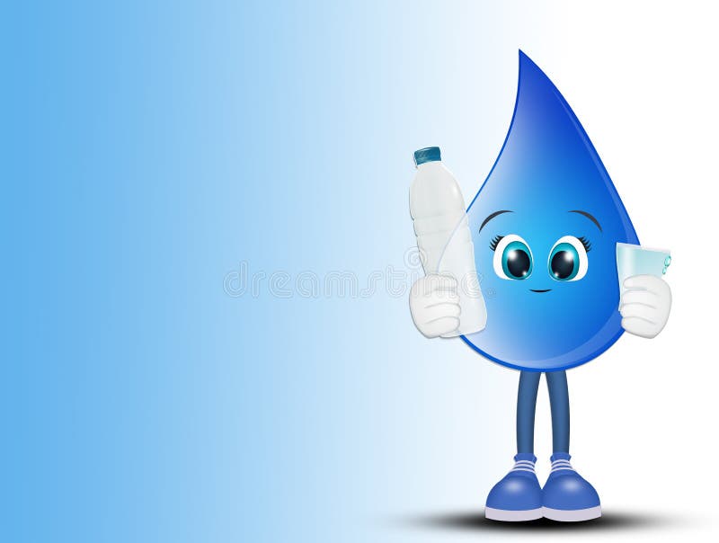 Water drop with funny face stock illustration. Illustration of mascot ...