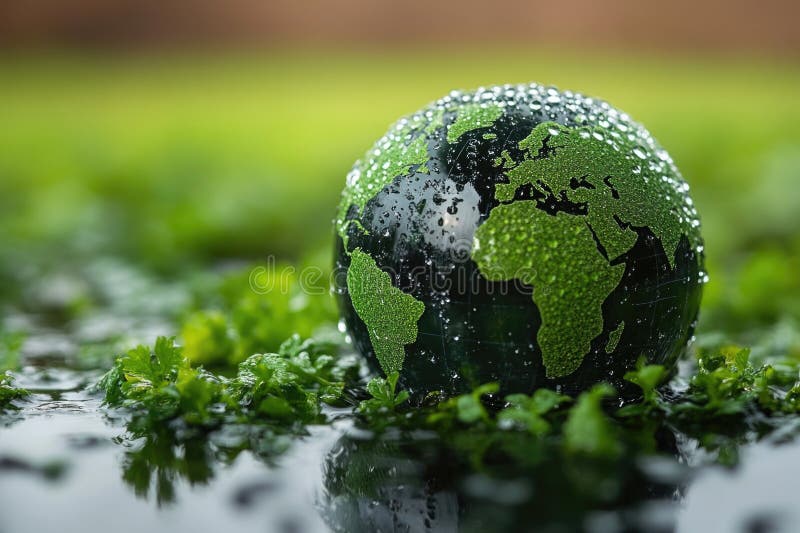 Water-Drop Globe Symbolizing Green Energy and Environmental ...