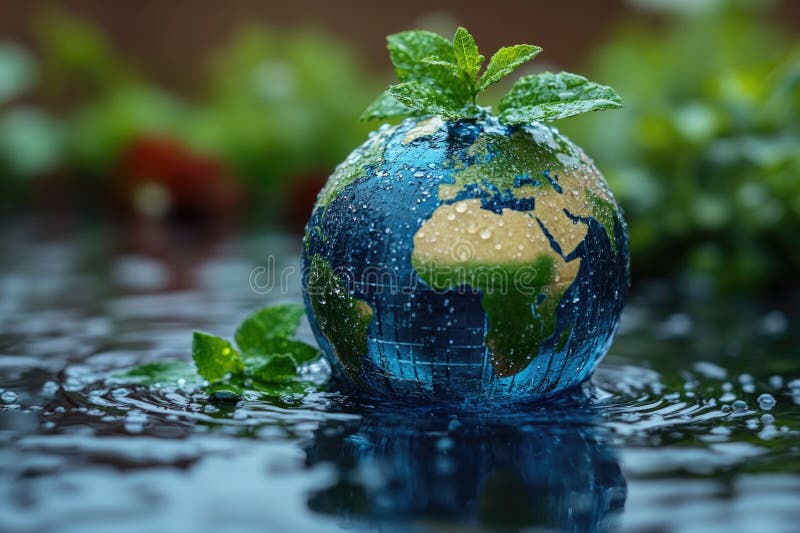 Water-Drop Globe Symbolizing Green Energy and Environmental ...